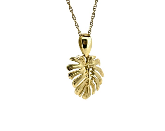 14K Gold Monstera Pendant Monstera Necklace Leaf Pendant Nature ...