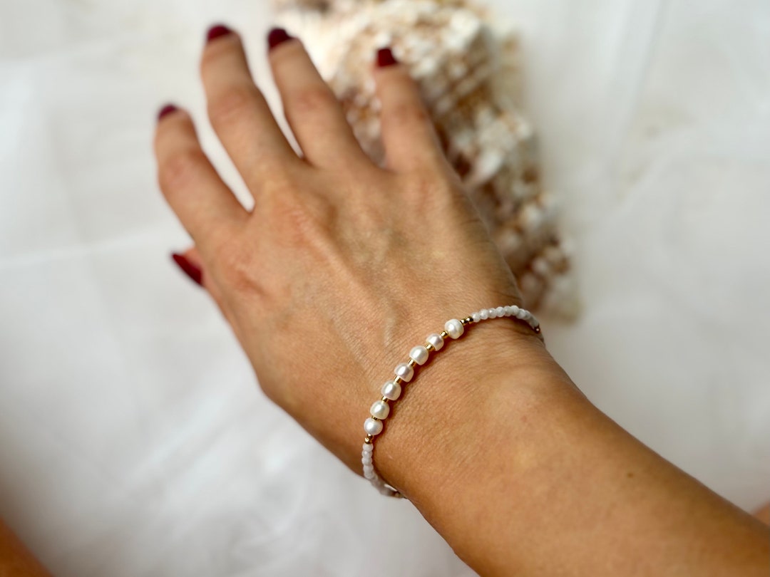 Healing Crystal Birthstone June Bracelet Genuine Freshwater White Pearl ...