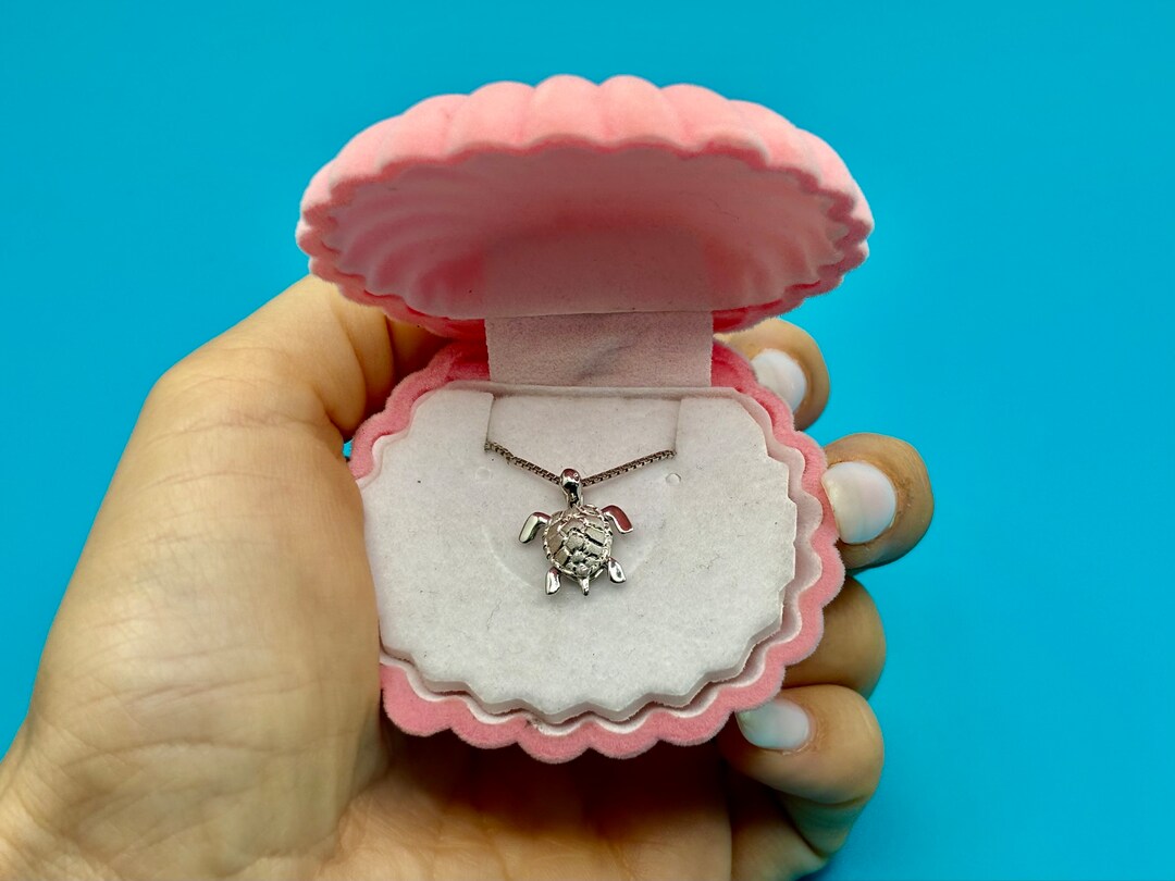 Hawaiian Turtle Honu Necklace 925 Sterling Silver Rhodium Plated Chain ...