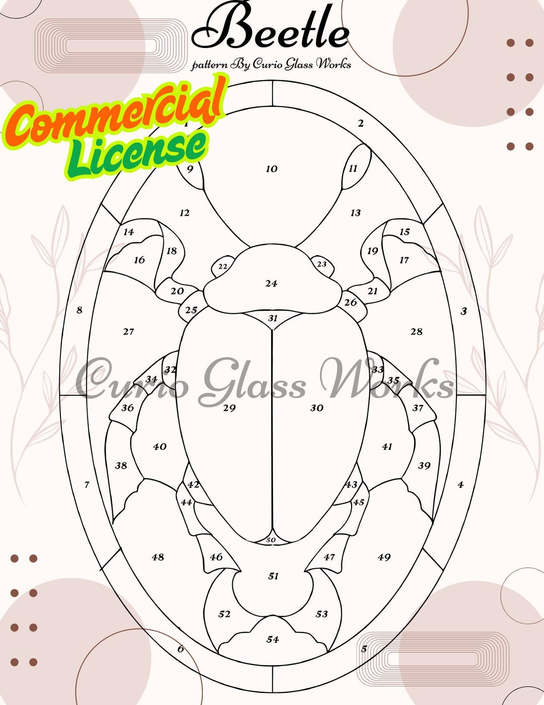 Beetle Stained Glass Pattern, Digital Download - Etsy