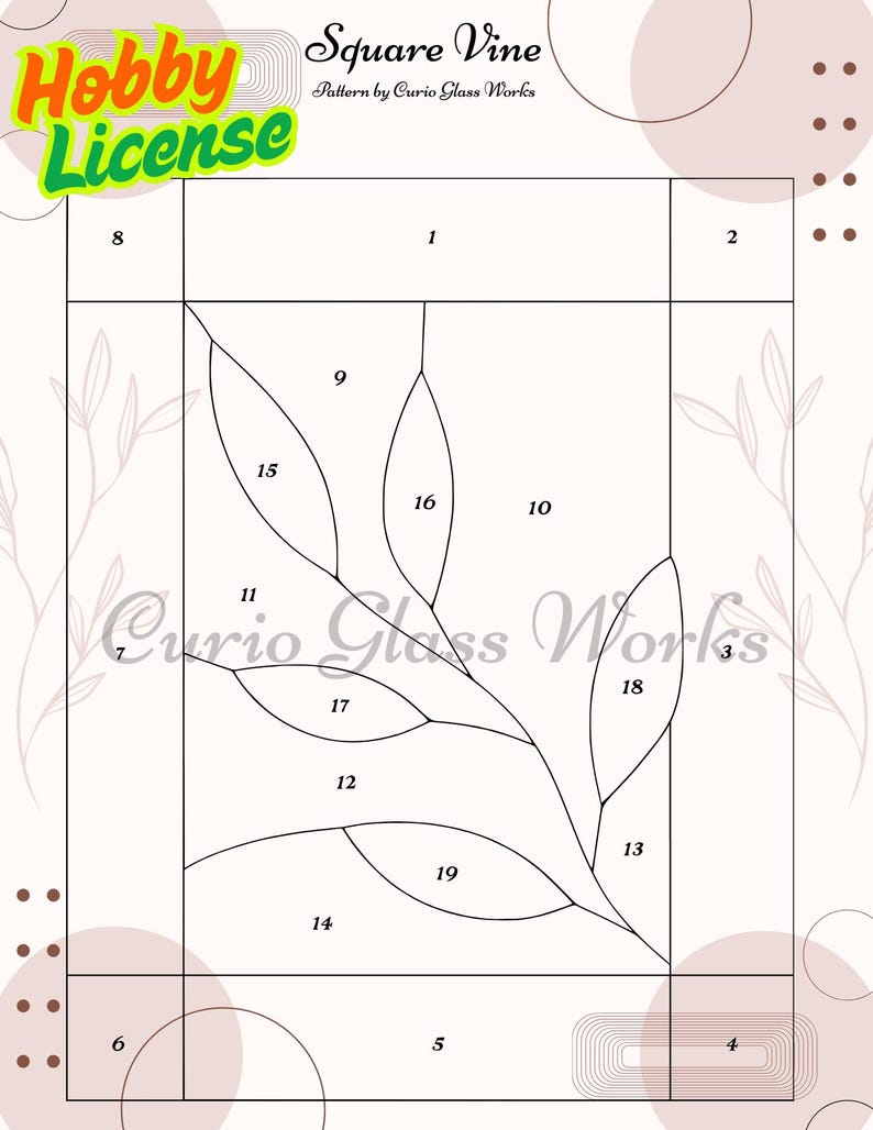 Square Vine | Stained Glass Pattern | Digital Download - Etsy Canada