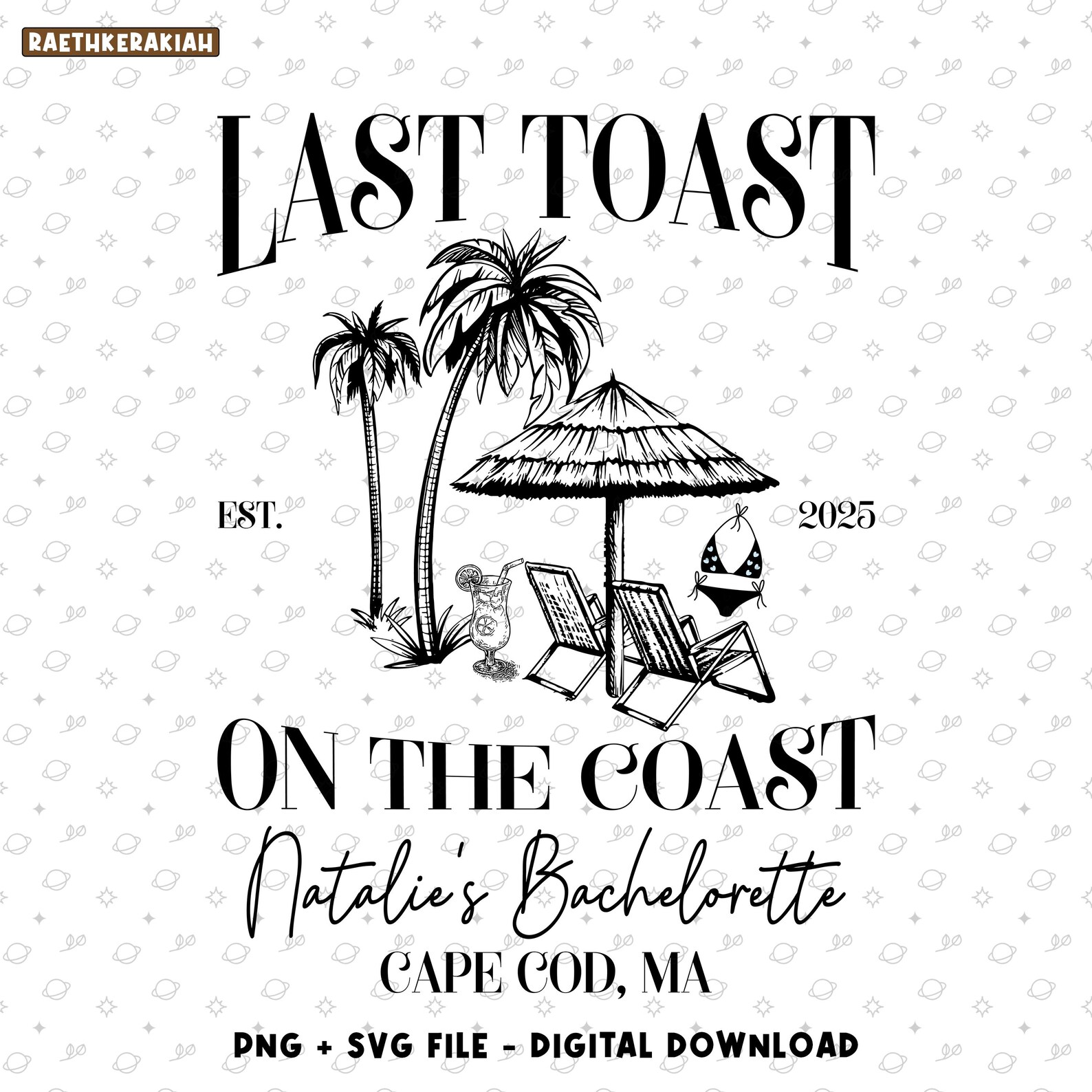 Custom Last Toast on the Coast Bachelorette SVG, Personalized Beach ...