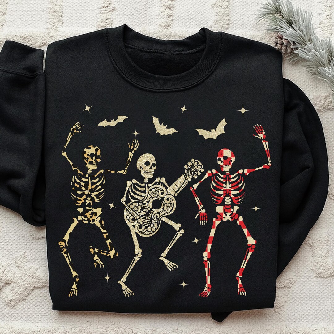 Halloween Png Dancing Skeletons, Retro Skeleton Clipart, Spooky Season ...