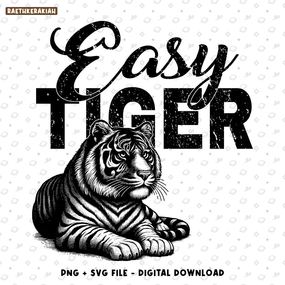 Easy Tiger Png, Retro Tiger Png, Vintage Animal Graphic Png, Hippie ...