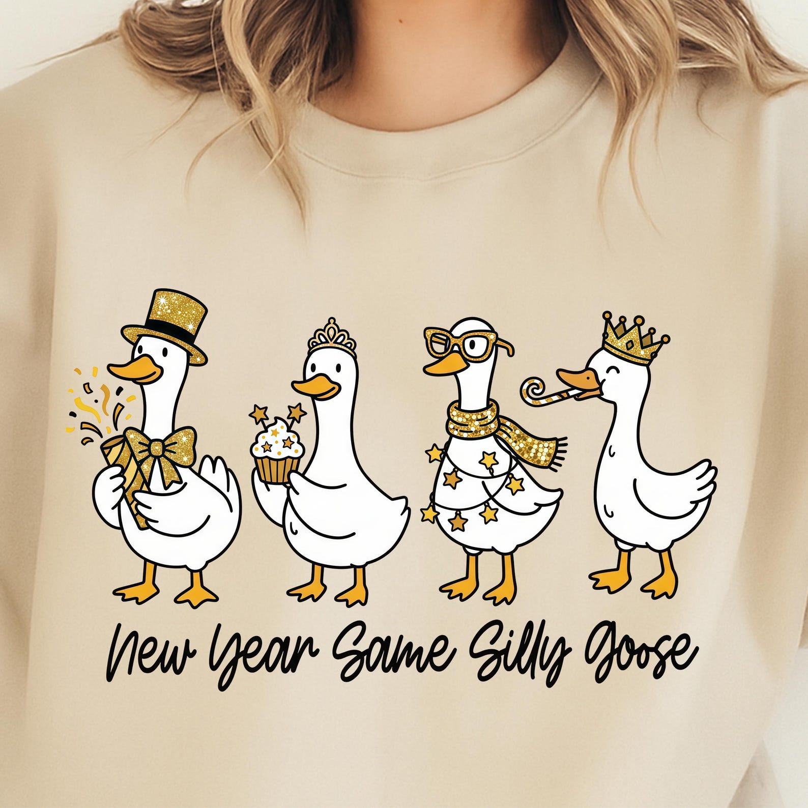 Funny New Year Silly Goose Png, Preppy New Year 2026 Png, Hello 2026 ...