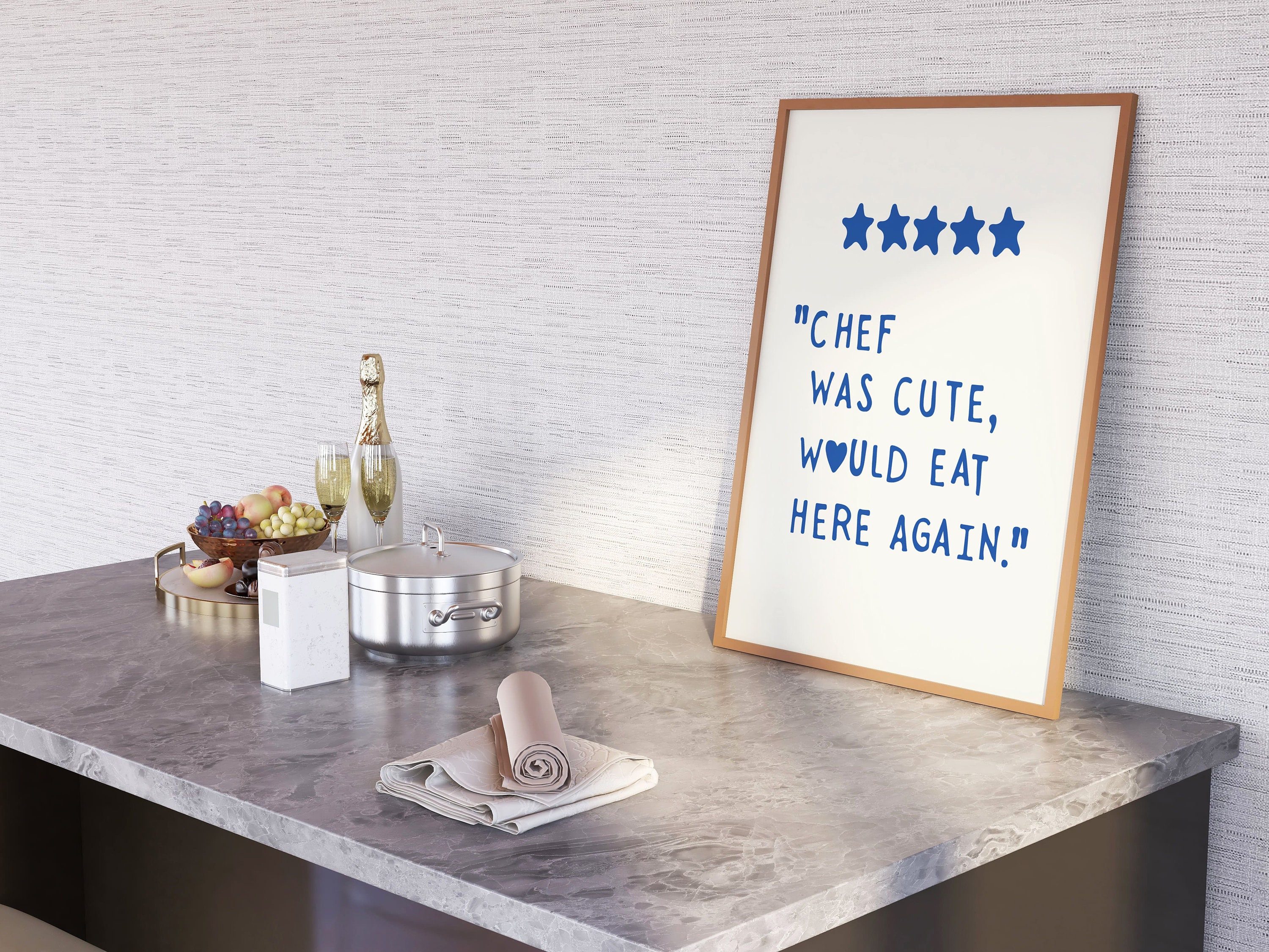 Chef Was Cute Aesthetic Kitchen Decor Cute Cooking Art Kitchen Wall Art ...