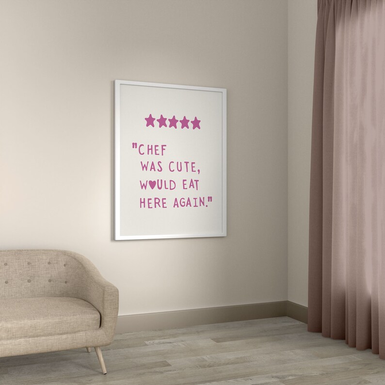 Chef Was Cute Aesthetic Kitchen Decor Cute Cooking Art Kitchen Wall Art ...