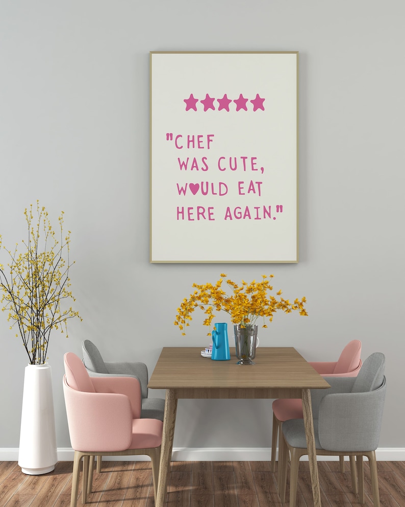 Chef Was Cute Aesthetic Kitchen Decor Cute Cooking Art Kitchen Wall Art ...