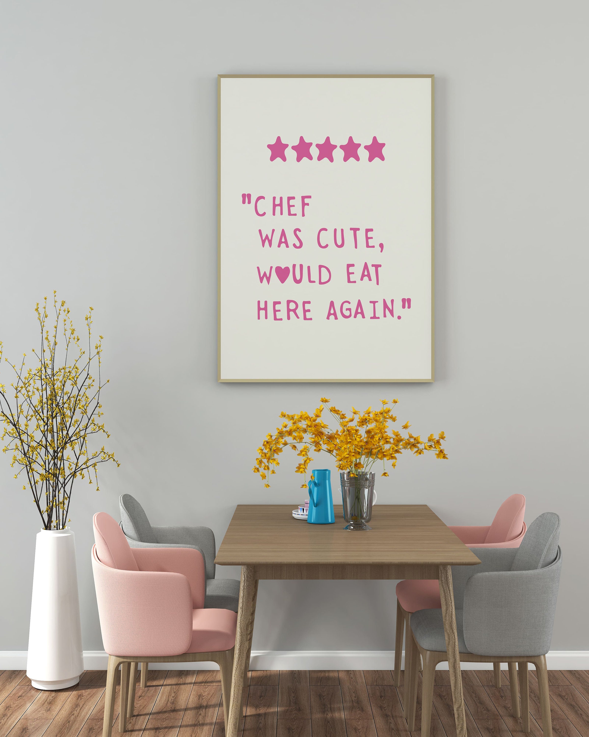 Chef Was Cute Aesthetic Kitchen Decor Cute Cooking Art Kitchen Wall Art ...