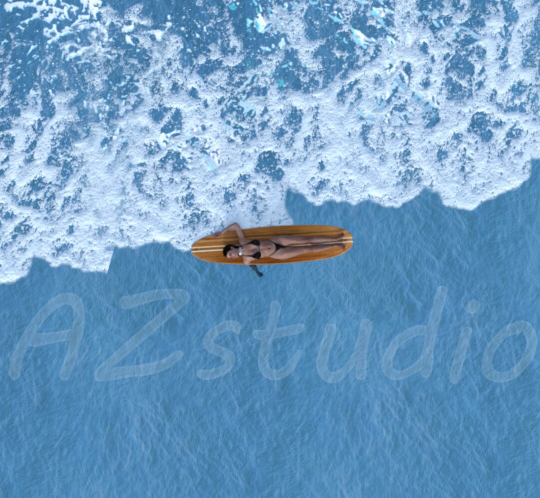 Surfer Girl Relaxing in the Ocean Wave Print - Etsy