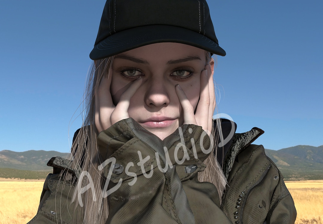 Photoreal Girl in Desert Portrait Print - Etsy