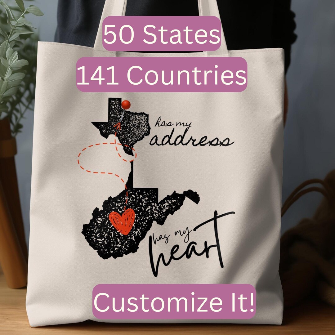 Custom State to State Tote Bag: Long Distance Gift - Etsy