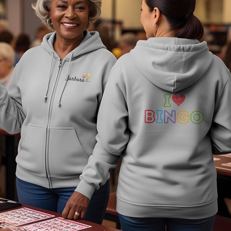 Personalized I Love Bingo Full Zip Hoodie up Sweatshirt - Etsy
