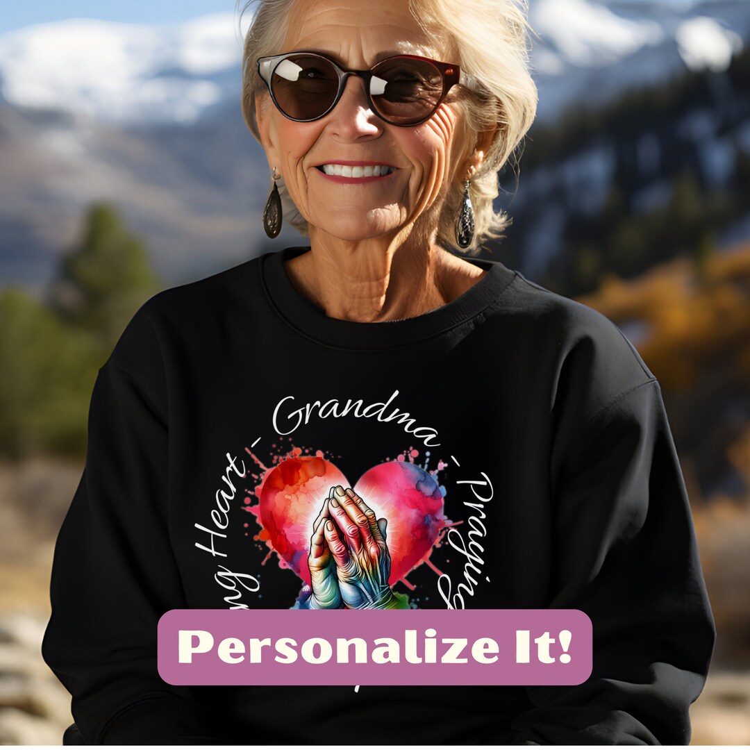 Grandma Praying Hands Loving Heart Pullover Crewneck Sweatshirt for ...
