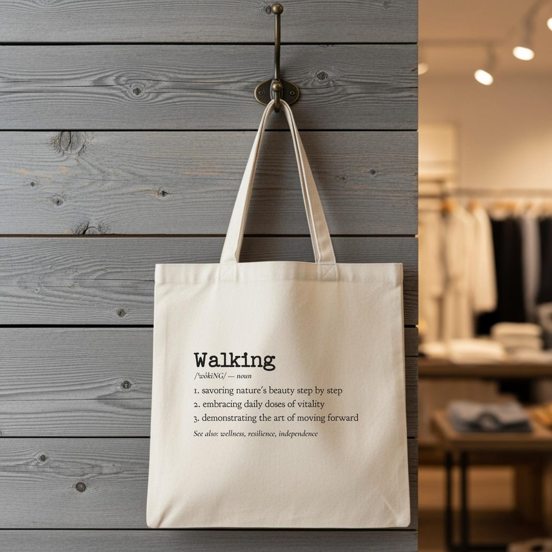 Walking Definition Tote Bags, Fun Gift for Mall Walkers Older Mom Dad ...