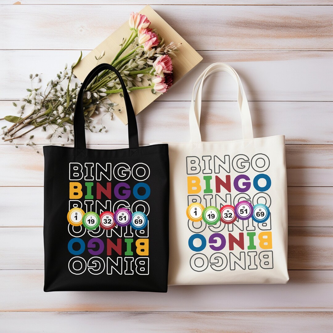 Colorful Bingo Balls Tote Bag, Fun Bingo Word Design, Bingo Lover Gift ...