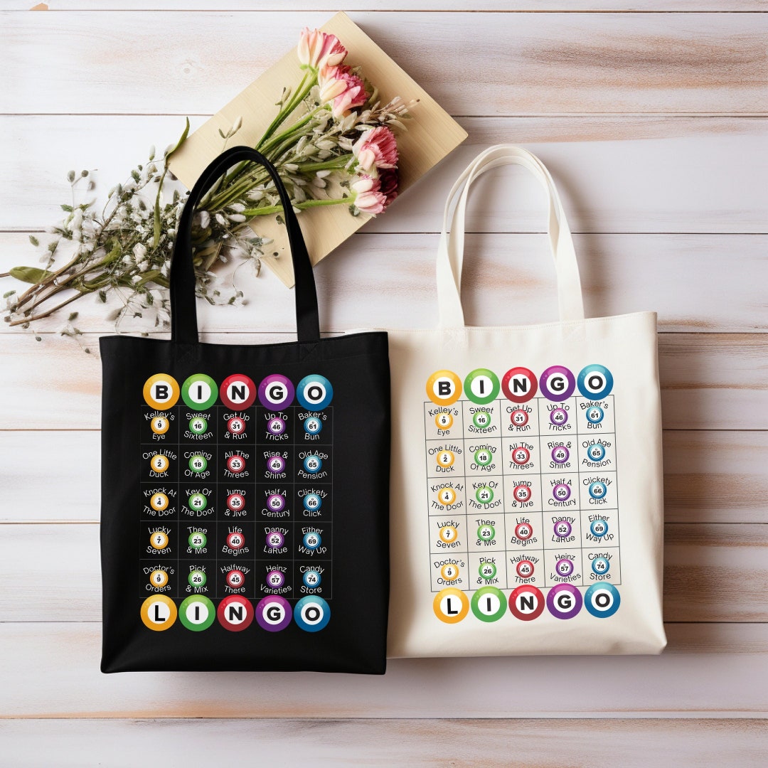 Bingo Lingo Bingo Calls Cotton Canvas Tote Bag Shopping Bag for Bingo ...
