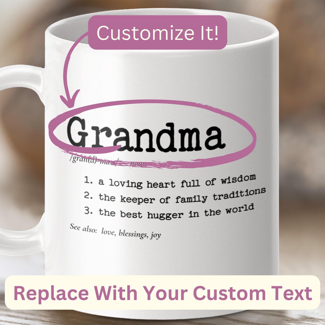 Grandma Definition Mug, Heartwarming Gift for Grandma With Loving Heart ...