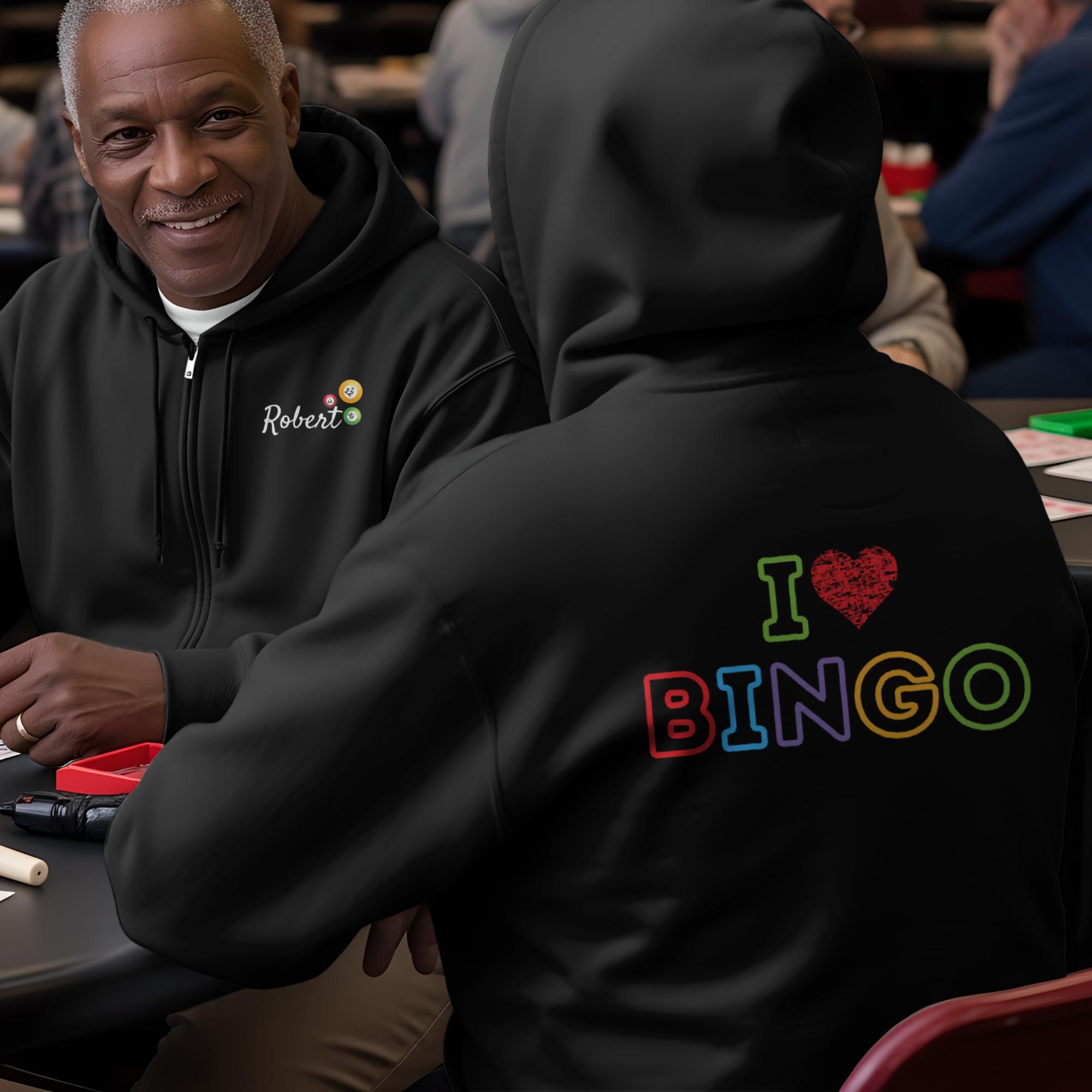 Personalized I Love Bingo Full Zip Hoodie up Sweatshirt - Etsy