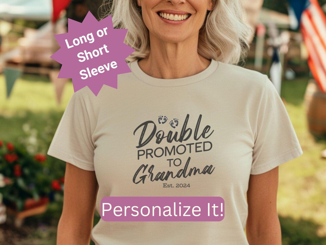 Double Promoted to Grandma of Twins Shirt, Twin Grandma Gift ...