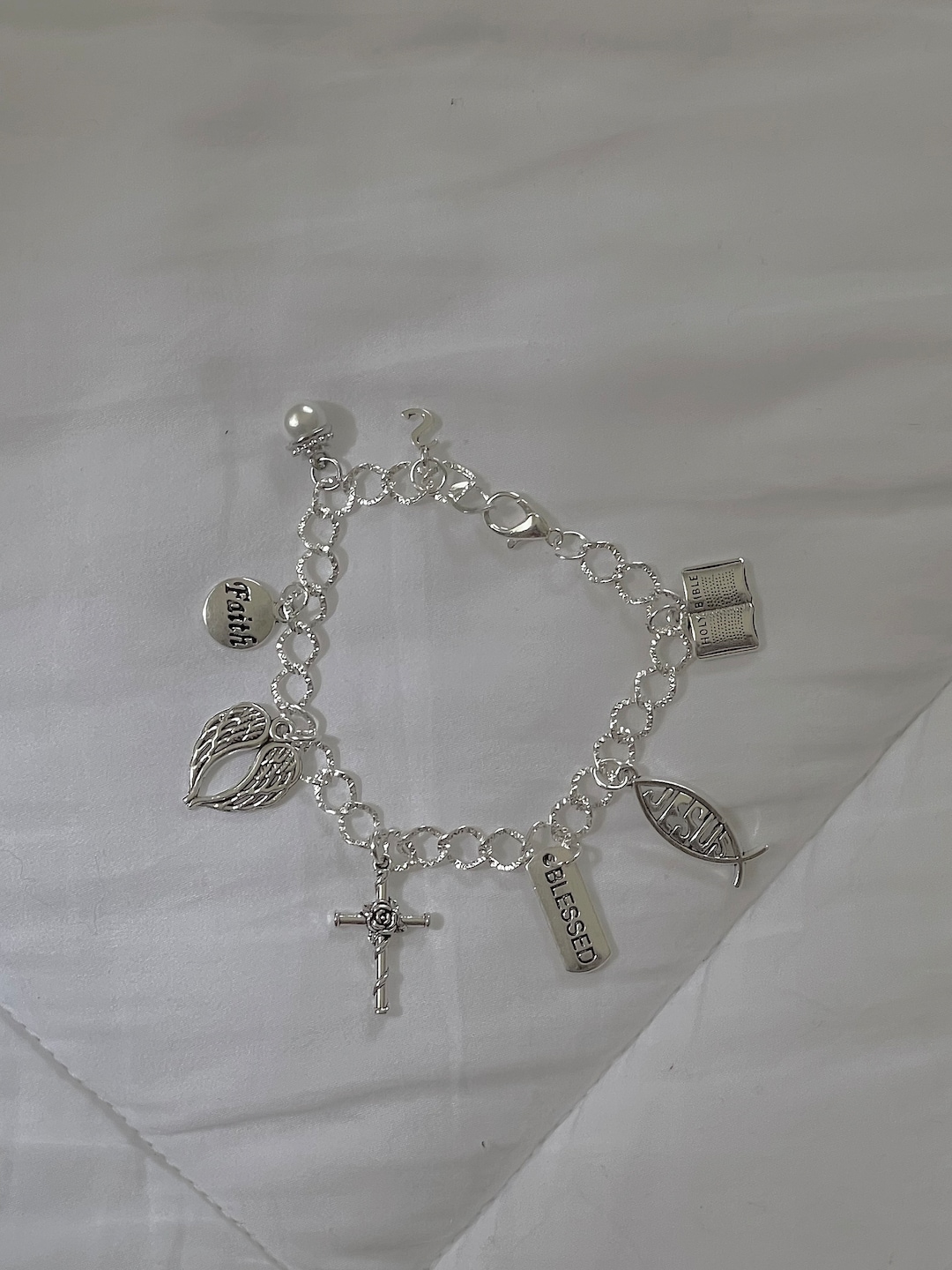 Christ Charm Bracelet - Silver - Etsy