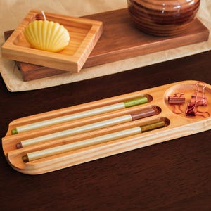 Wooden Pen Tray With Clips Holder – Handcrafted Wood Desk Organizer for ...