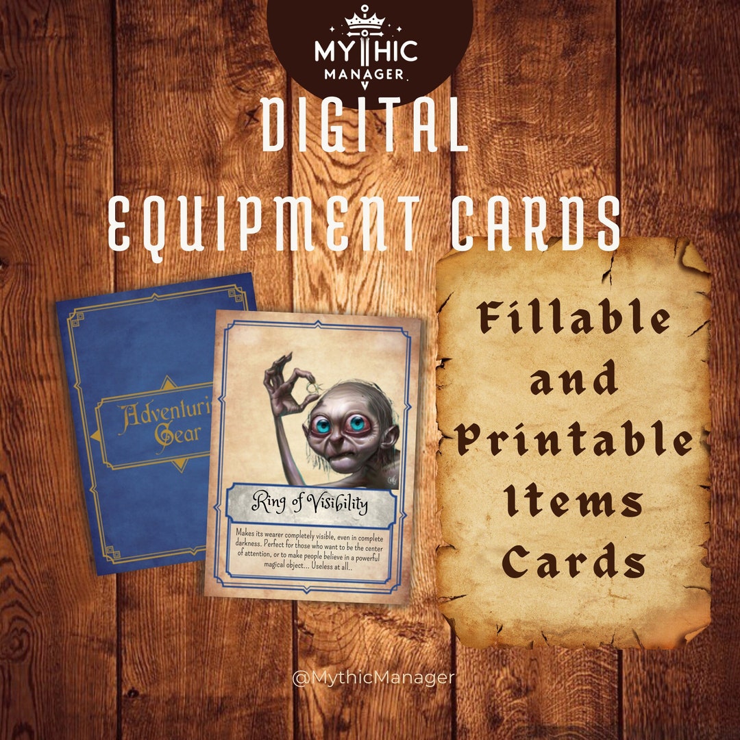 Equipment and Item Cards Roleplay Dnd Editable and Fillable - Etsy