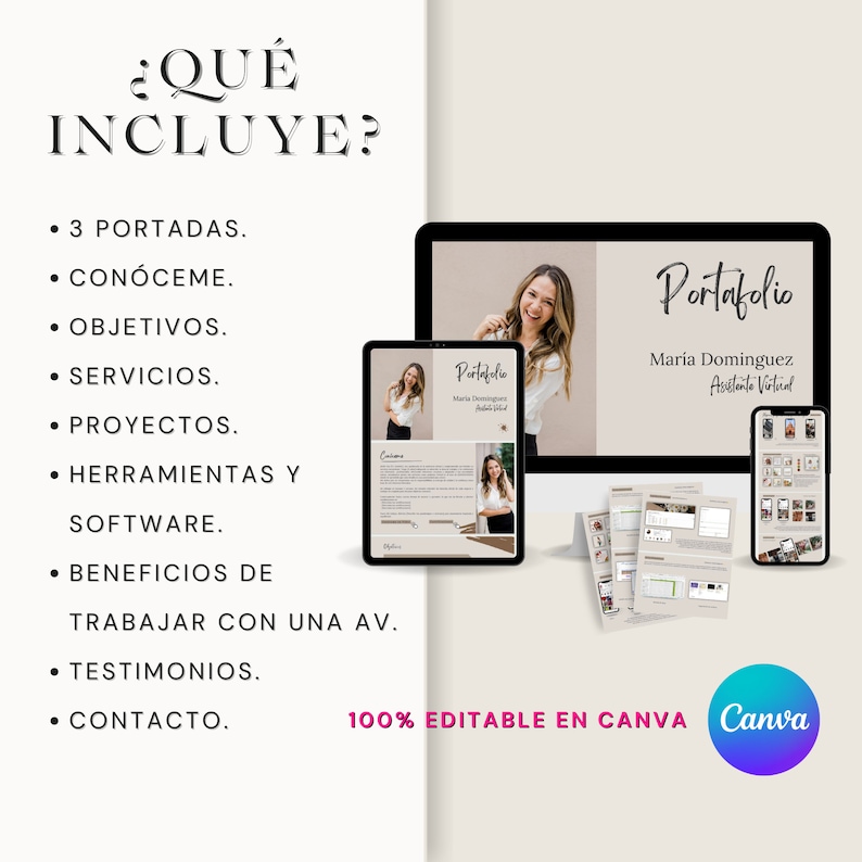 Plantilla De Portafolio Para Asistente Virtual Editable En Canva ...