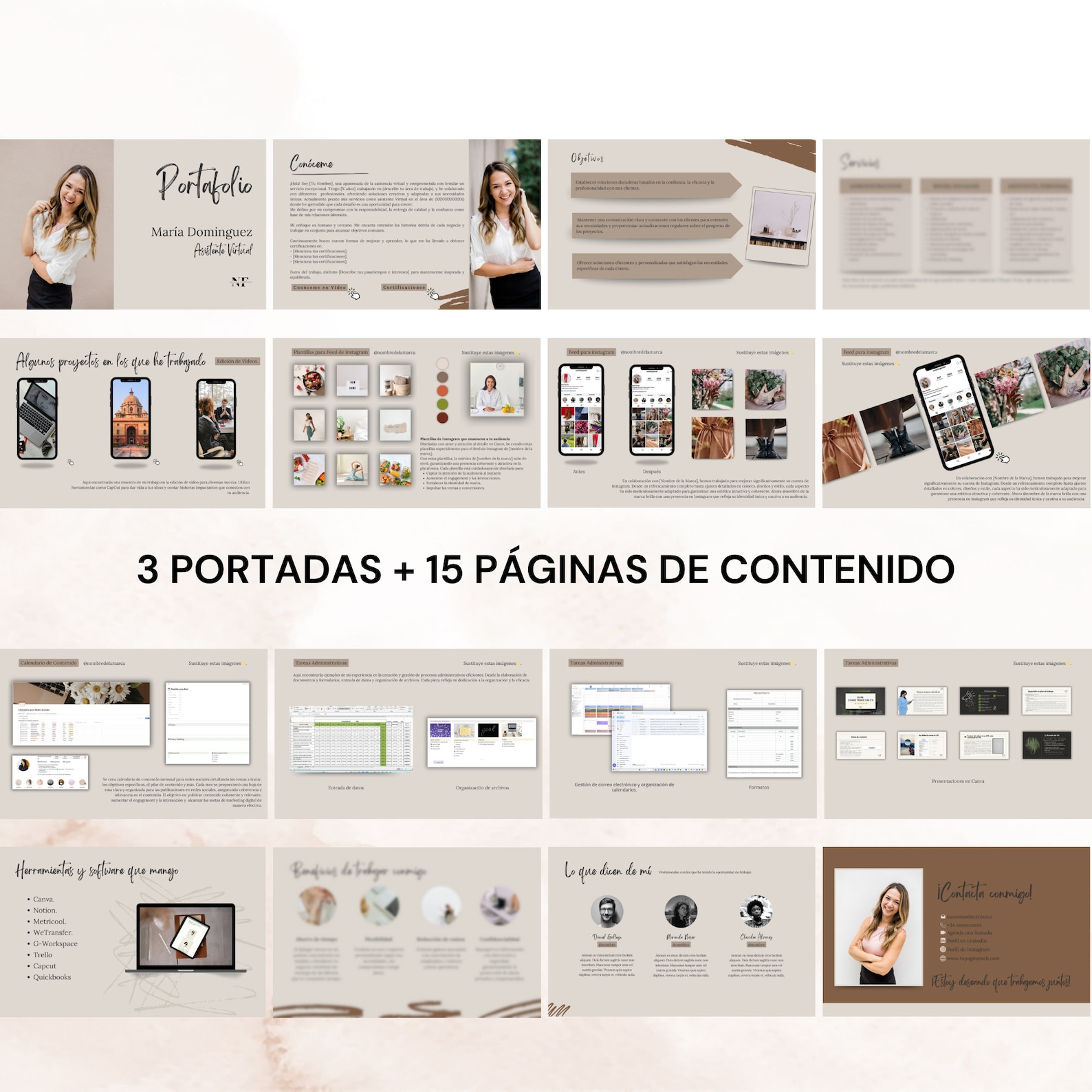Plantilla De Portafolio Para Asistente Virtual Editable En Canva ...