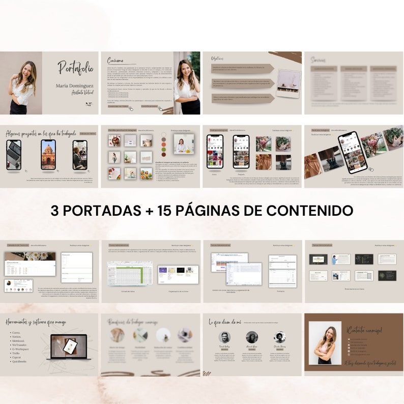 Plantilla De Portafolio Para Asistente Virtual Editable En Canva, Plantilla Profesional ...