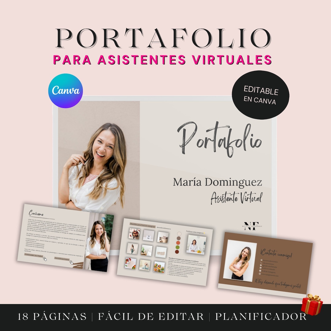 Plantilla De Portafolio Para Asistente Virtual Editable En Canva, Plantilla Profesional ...
