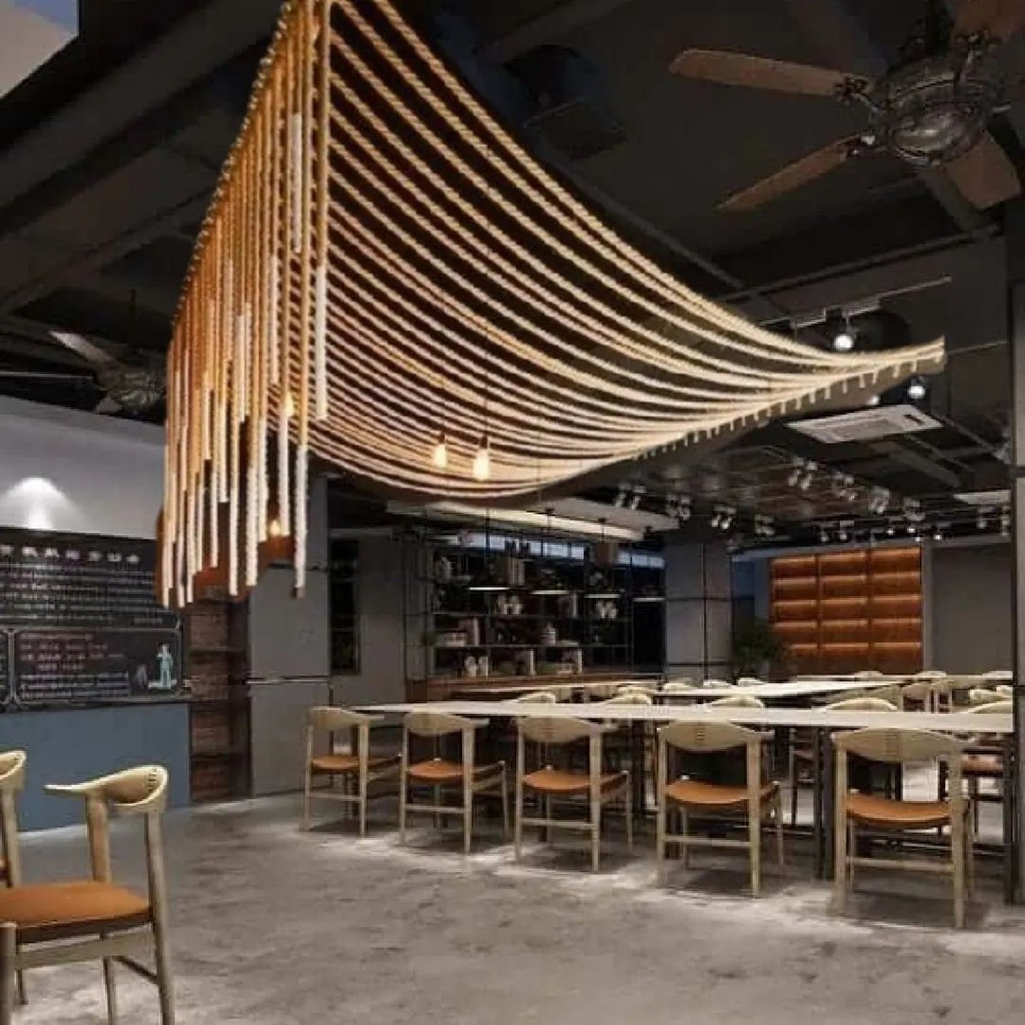 Cafe Restourant Bar Interior Desing / Rope Lighting Fixtures, Large ...