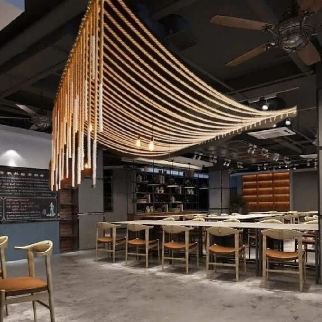 Cafe Restourant Bar Interior Desing / Rope Lighting Fixtures, Large ...