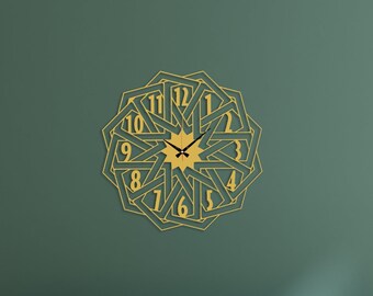 Dodecagon Metal Wall Clock Large Wall Clock Modern Home Office Decor Geometric Clocks for Wall ...