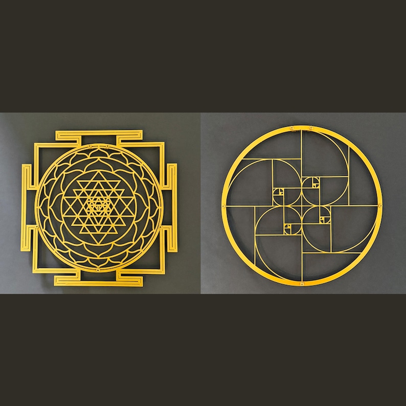 Sri Yantra Metal Wall Art Set Golden Ratio Sacred Geometry Wall ...