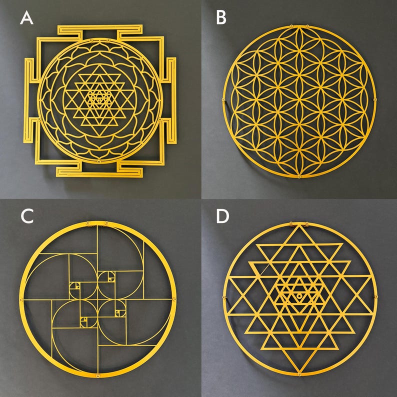 Sri Yantra Metal Wall Art Set Golden Ratio Sacred Geometry Wall Decoration - Etsy