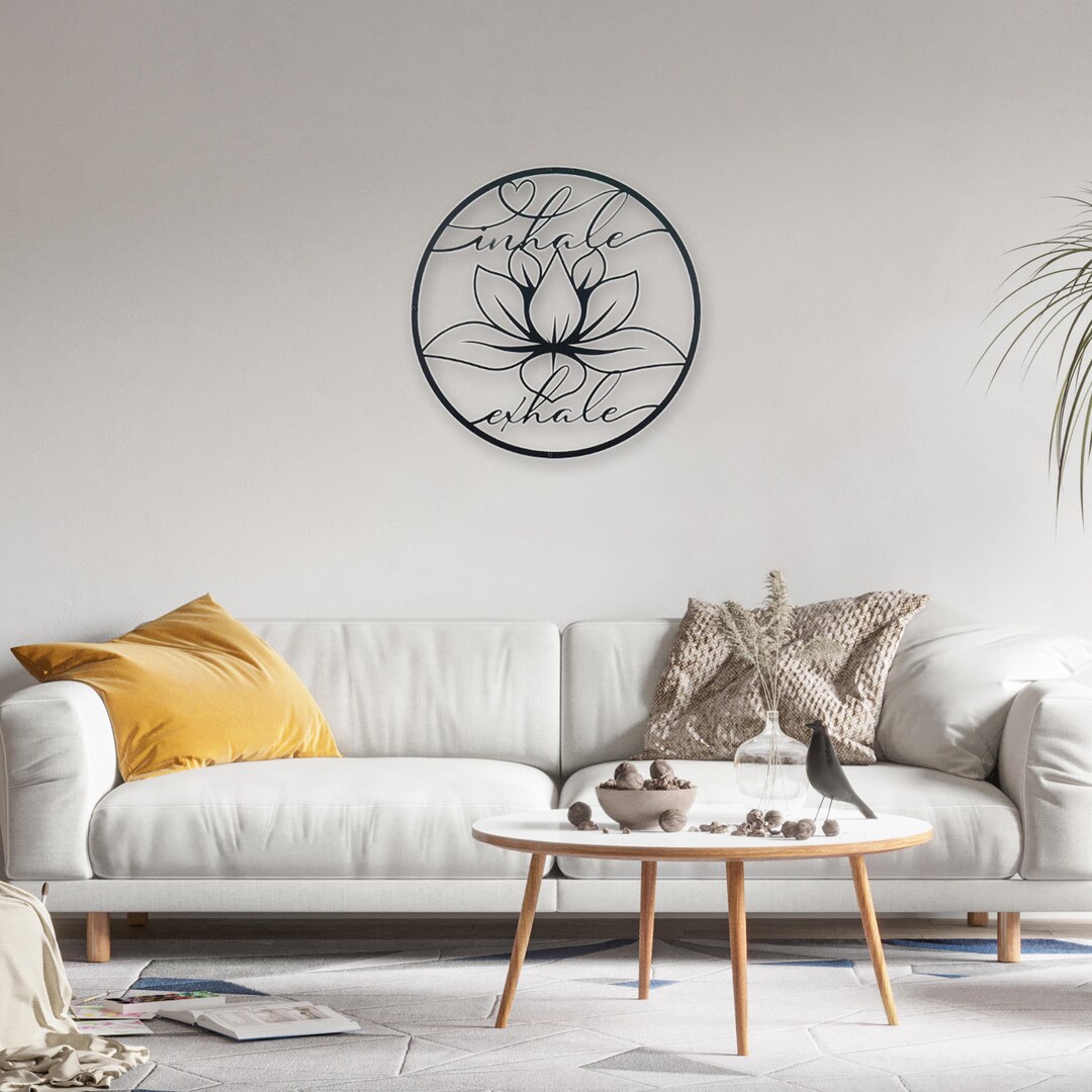 Inhale Exhale Wall Art Lotus Flower Decor Yoga Wall Art Modern Home ...