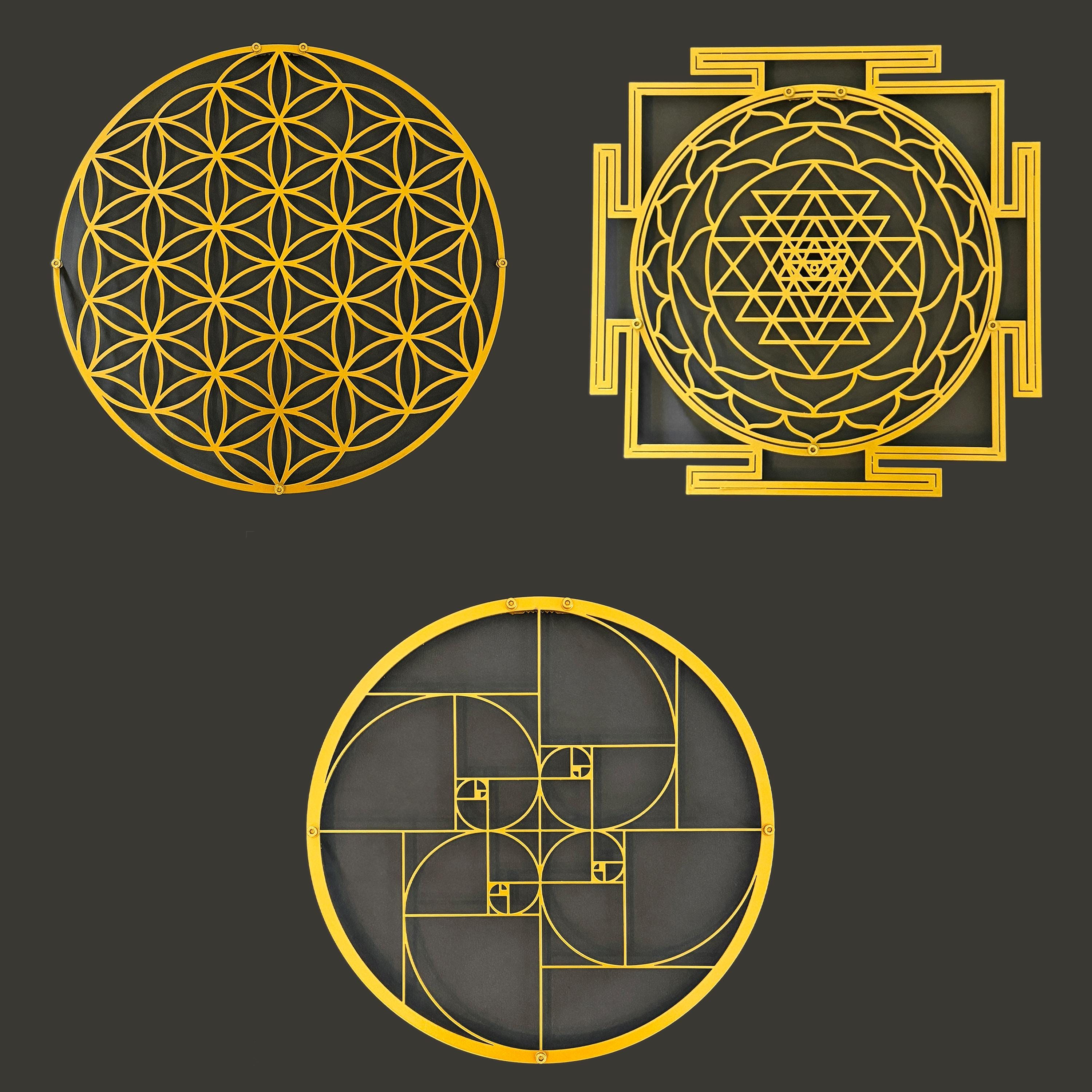 Sri Yantra Metal Wall Art Set Golden Ratio Sacred Geometry Wall ...