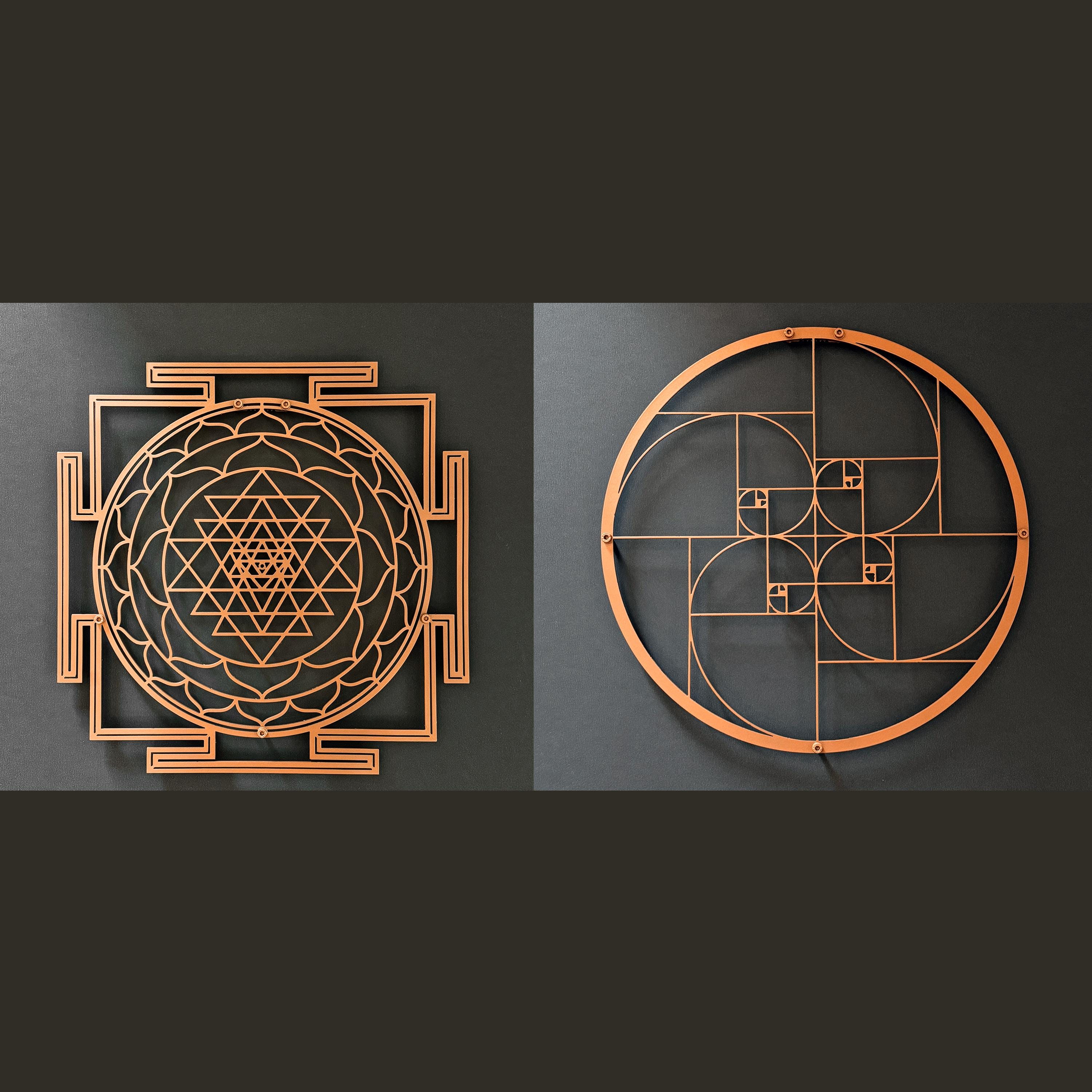 Copper Sri Yantra Wall Art Set: Sacred Geometry Decor - Etsy