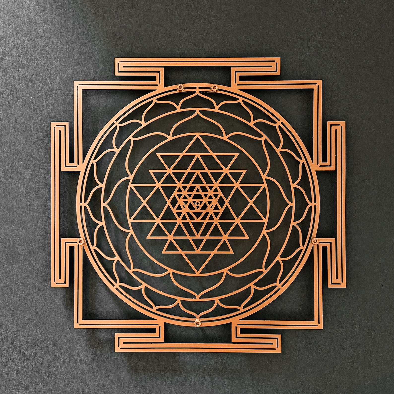 Copper Sri Yantra Wall Art Set: Sacred Geometry Decor - Etsy