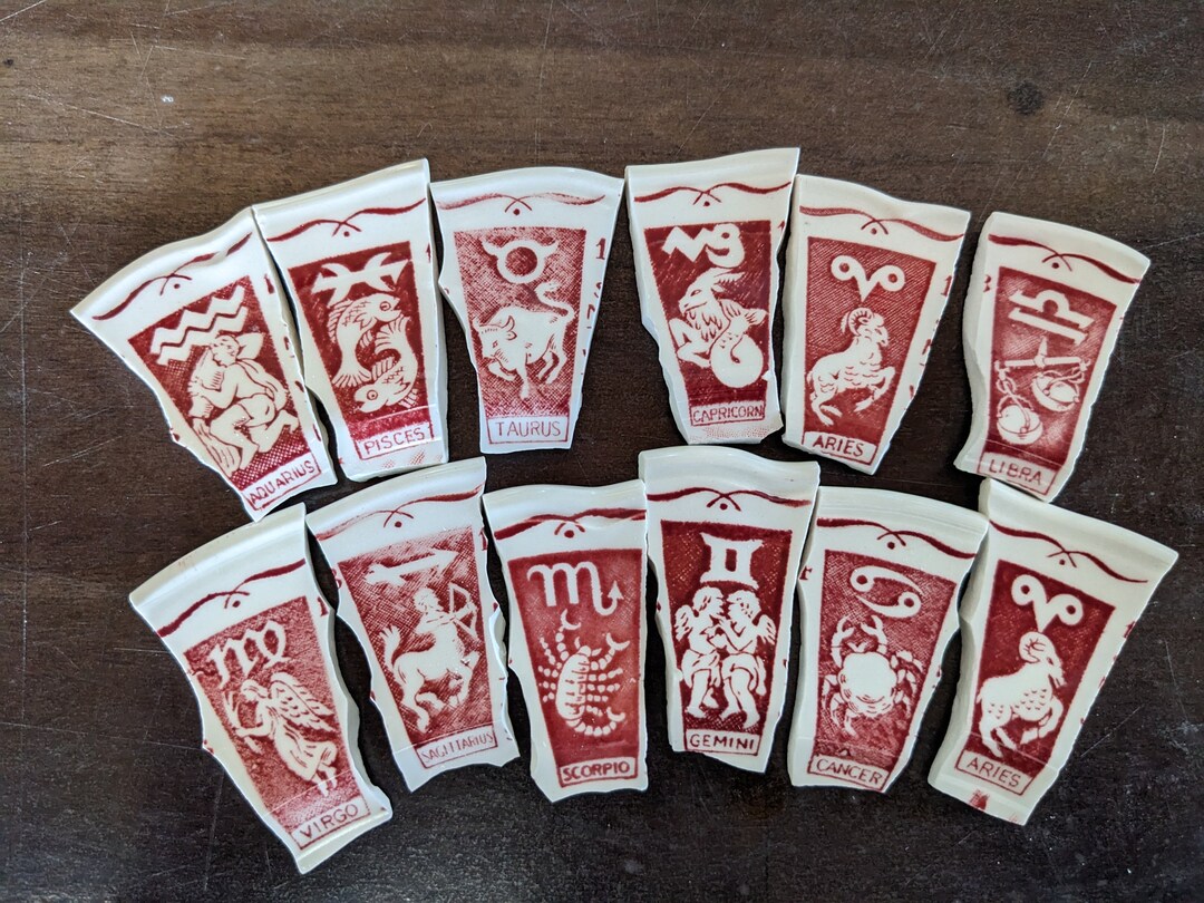 12 Zodiac Astrology Signs With Calendar Plate Jewelry Mosaic Tile ...