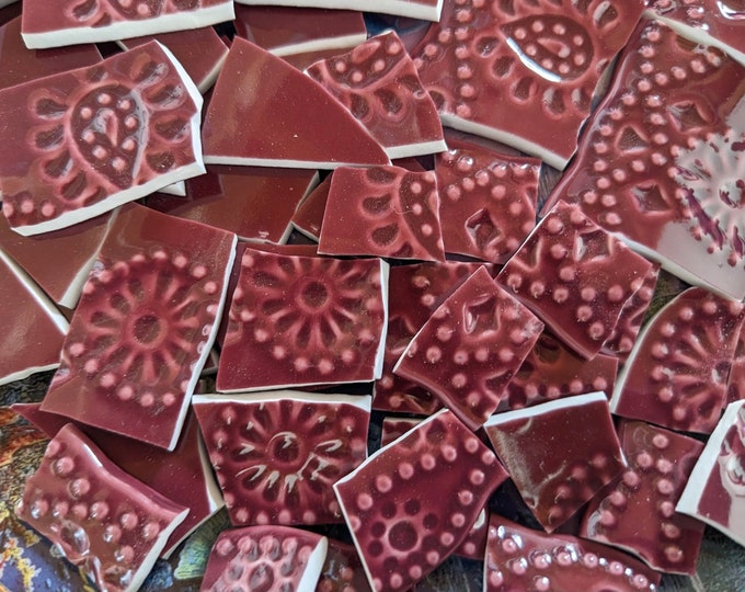Mosaic Tiles Burgundy Red Textured Dot Design Solid Color for Patti - Etsy