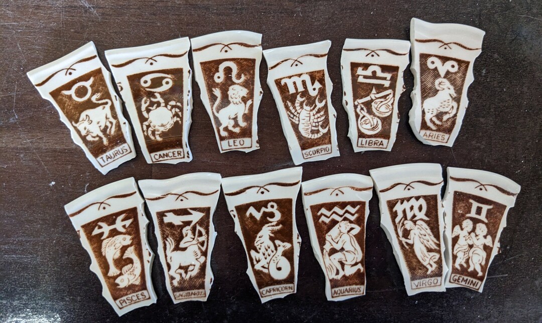 12 Zodiac Astrology Signs With Calendar Plate Jewelry Mosaic Tile ...