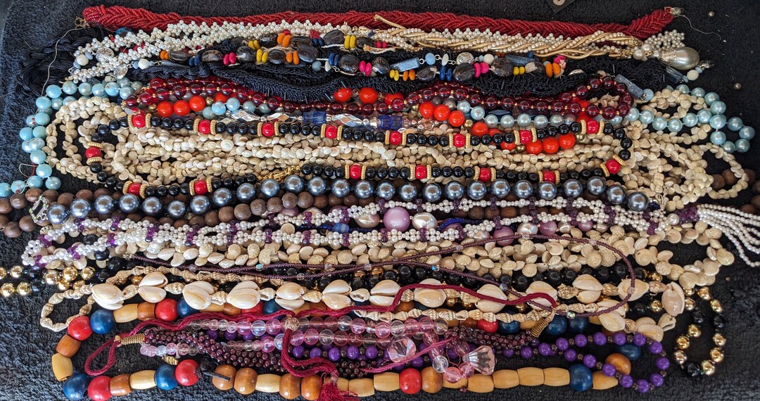Jewelry Lot Mixed Beaded Chain Necklaces Jewels Costume Vintage 3 ...