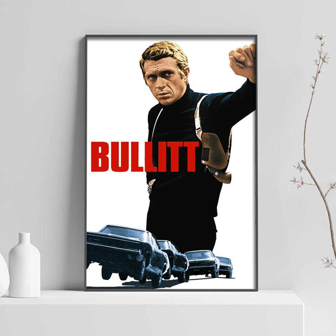 Bullitt Movie Poster, Wall Art, Classic Film Poster, Canvas Print, Home ...