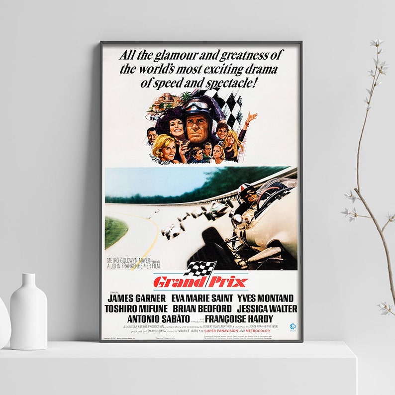 Grand Prix Movie Poster, Movie Poster, Wall Art, Classic Film Poster ...