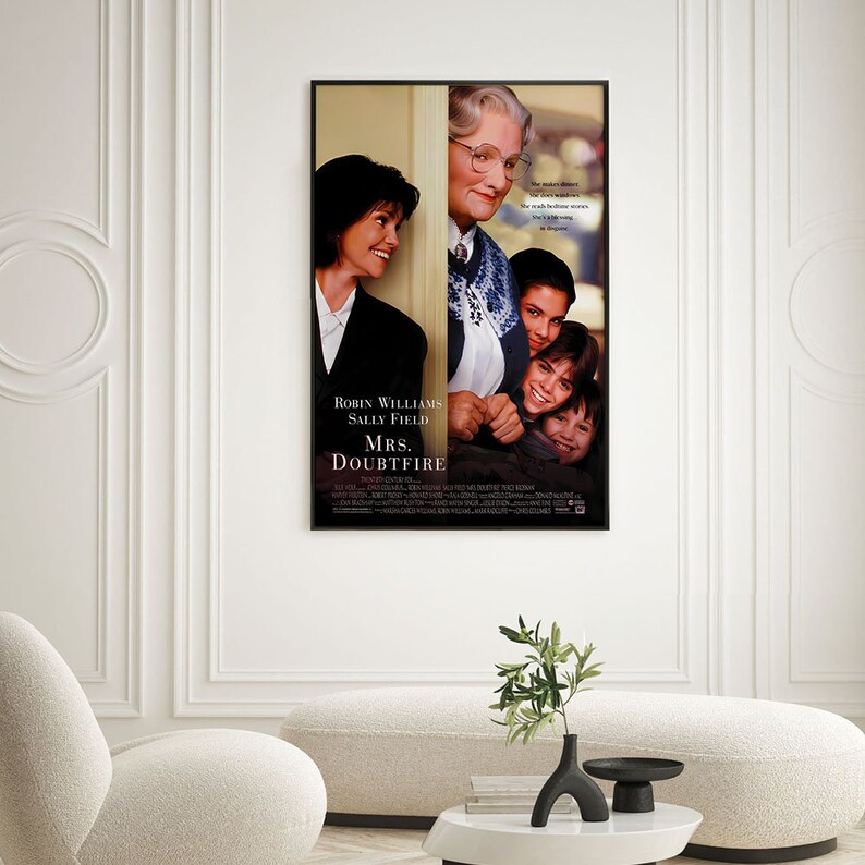 Mrs Doubtfire Film Poster, Wall Art, Classic Film Poster, Canvas Print ...