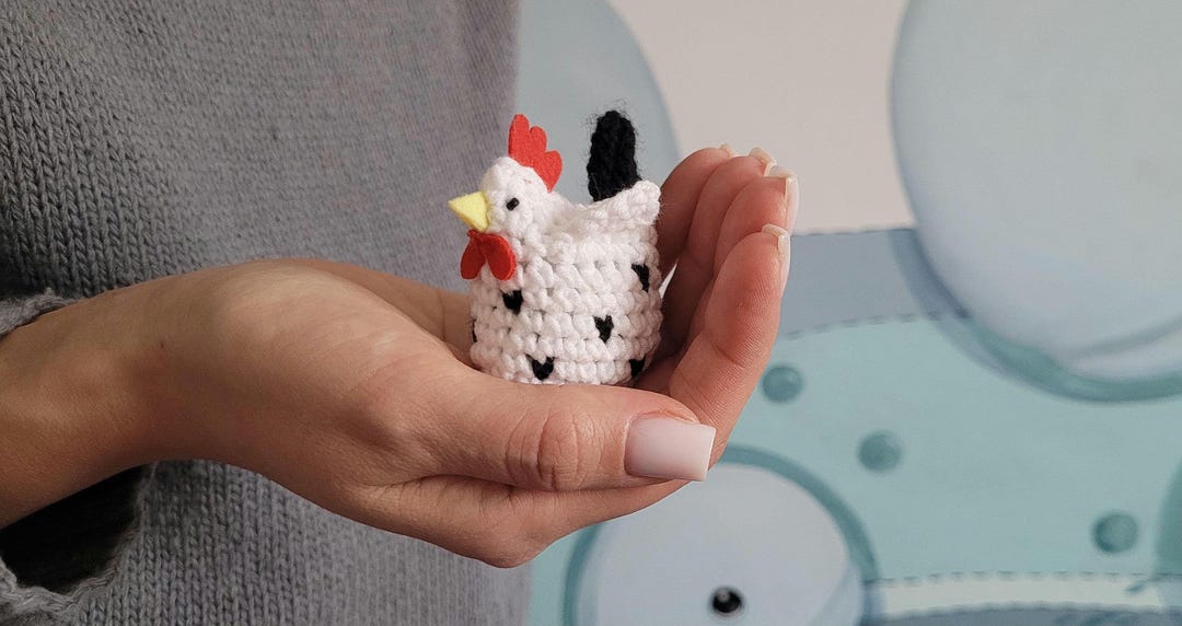 Miniature Pocket Chicken Crochet Toy, Amigurumi Furry Bird, Easter Gift ...