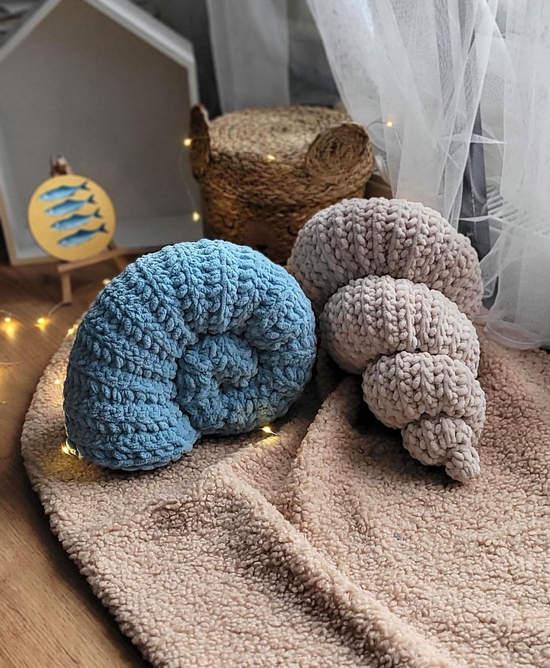 Ocean Pillow, Ammonite Crochet Shell, Seashell Cushion, Beachy Pillows ...