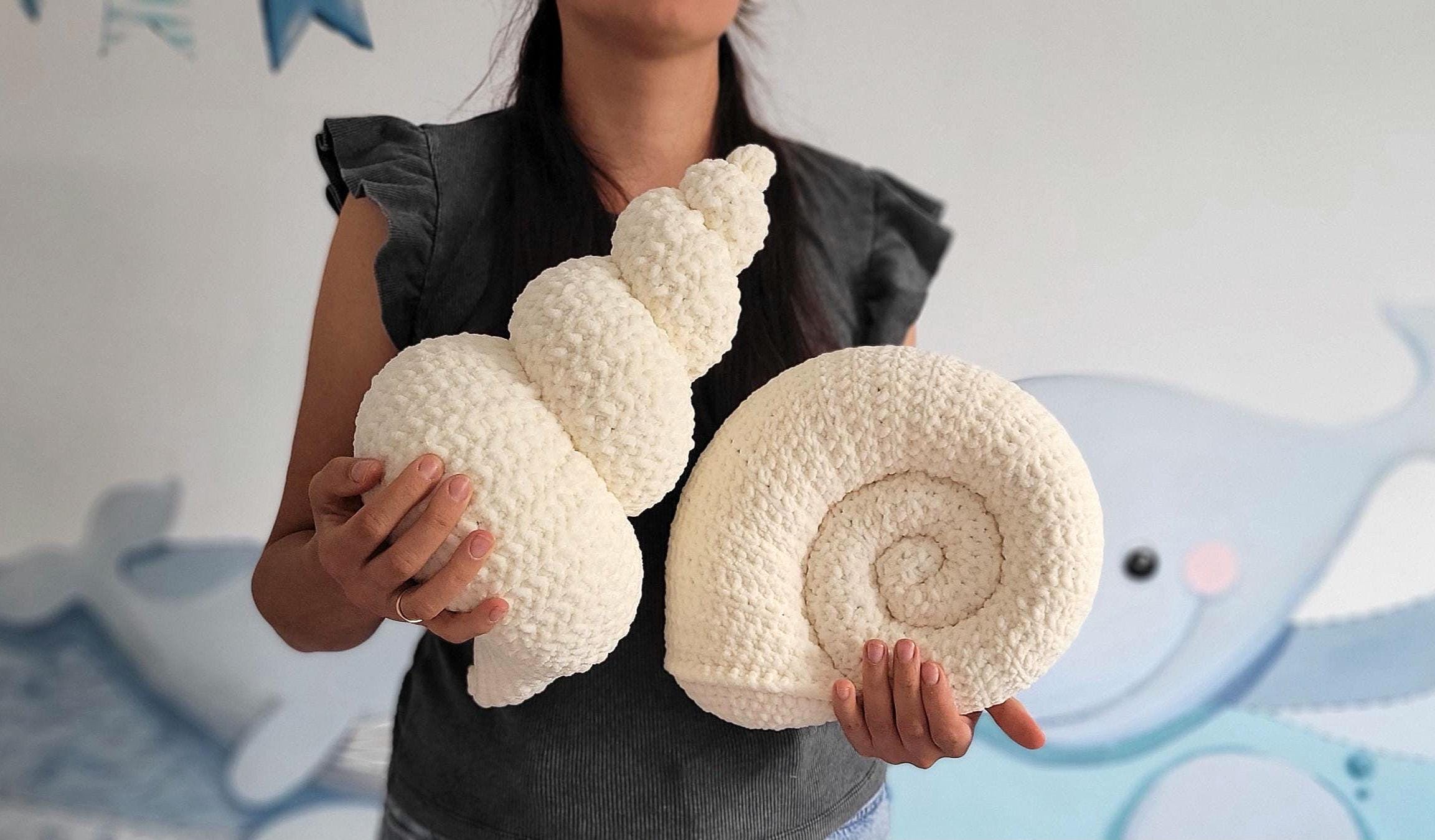 Crochet Seashell Pillow – Handmade Shell Cushion, Cozy Home Decor, Gift ...